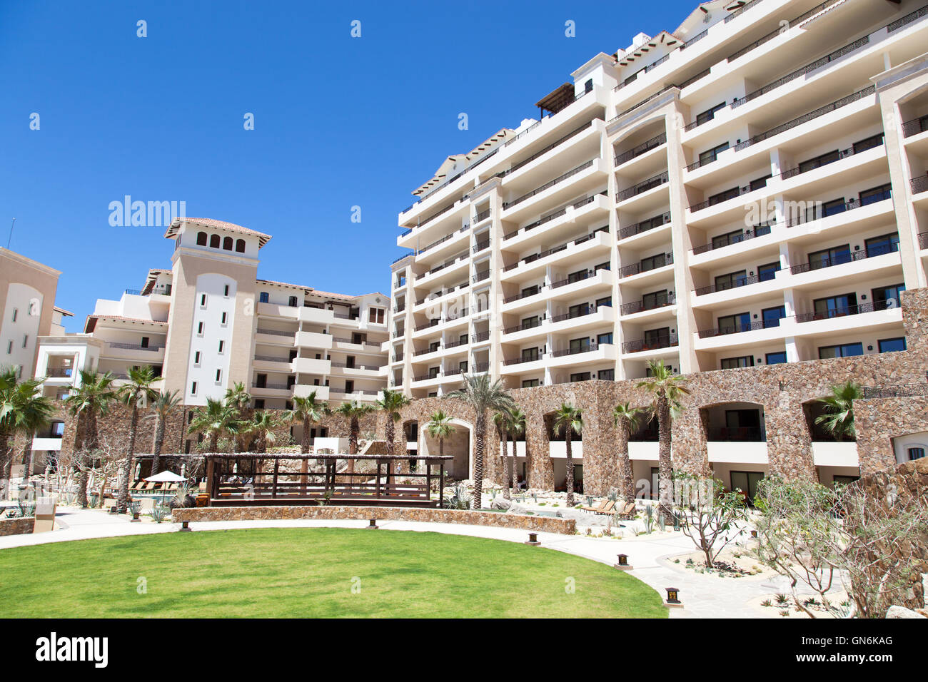 The resort building by the beach in Cabo San Lucas town (Mexico Stock ...