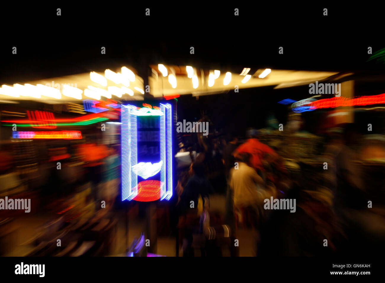 Abstract background of city and building in the night. moving camera ...