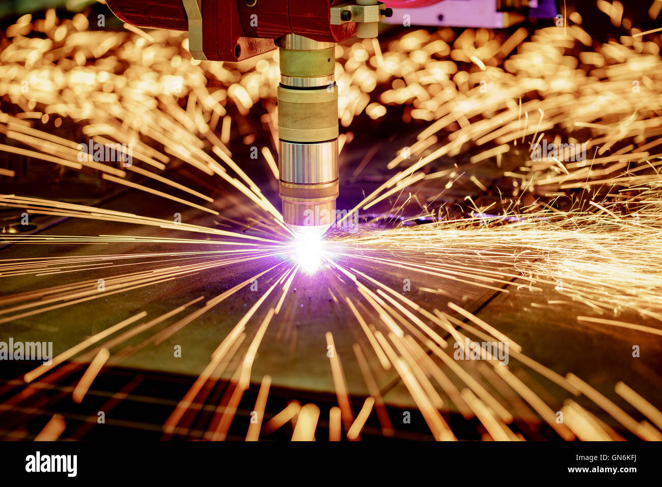CNC Laser plasma cutting of metal, modern industrial technology ...