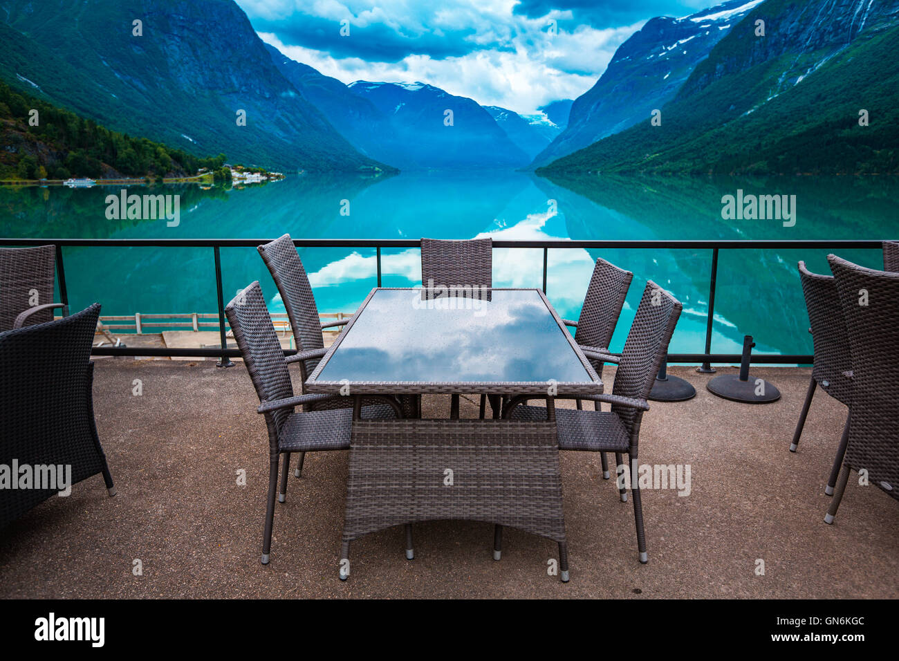 Beautiful Nature Norway natural landscape. Cafe on the nature ...