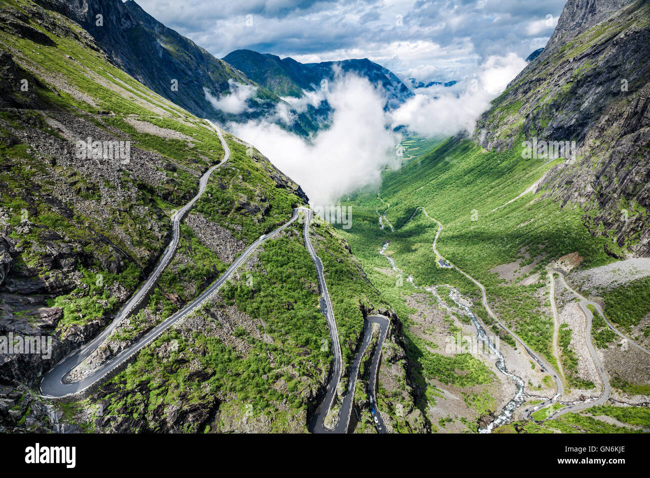 Troll's Path Trollstigen or Trollstigveien winding mountain road in ...