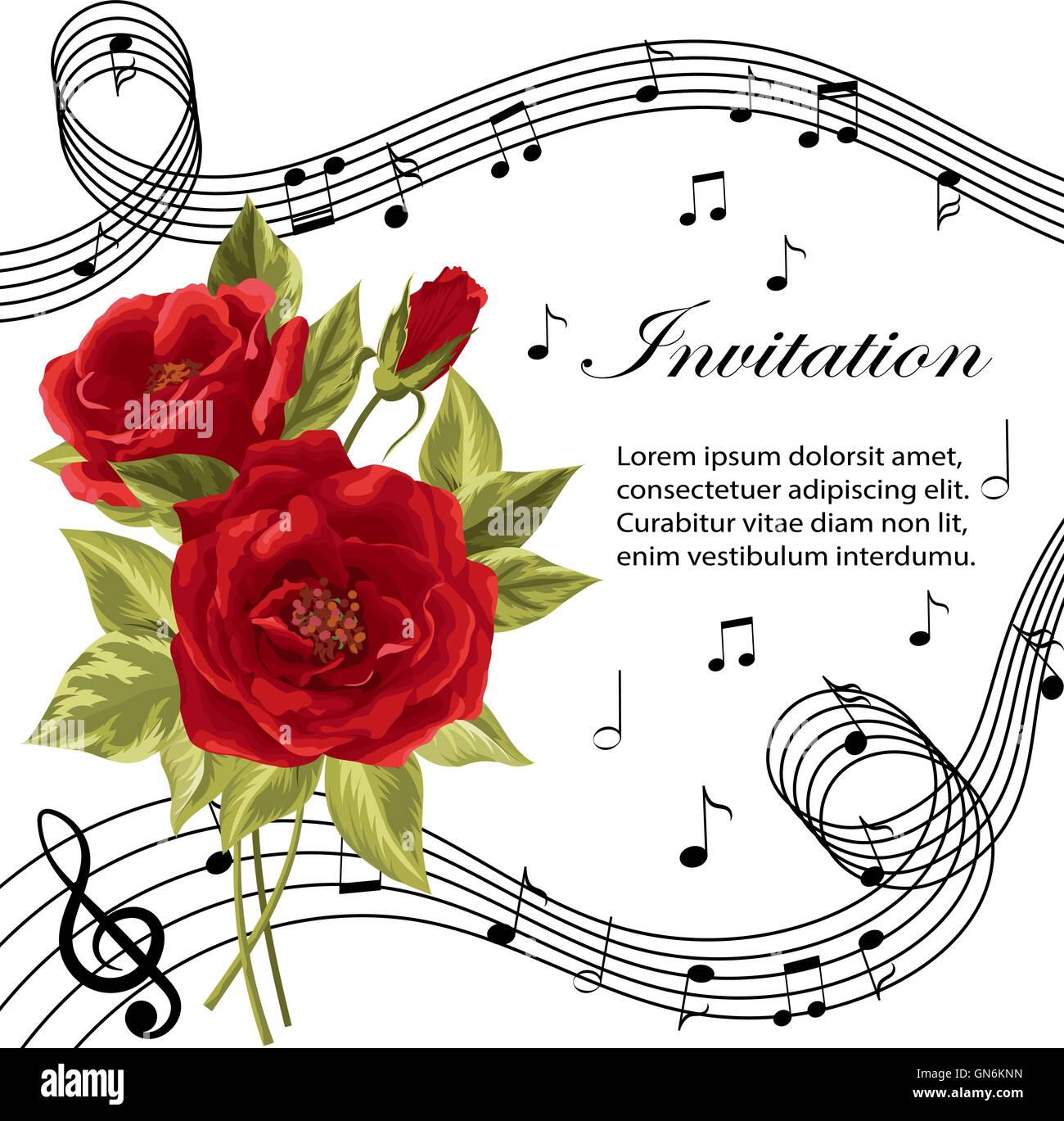 Red roses with music notes Stock Vector Image & Art - Alamy