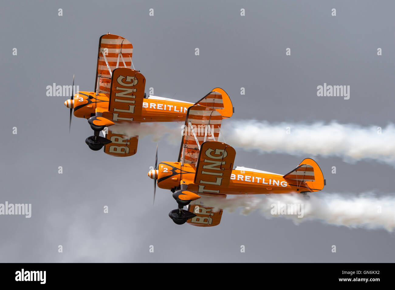 Wingwalker Airplane Biplane Flying High Resolution Stock Photography ...