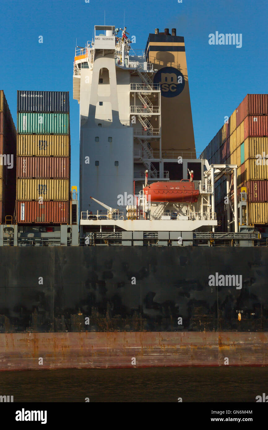 BRIDGE EXHAUST STACK MAERSK LINE MSC BARBARA BREAK BULK CONTAINER CARGO ...