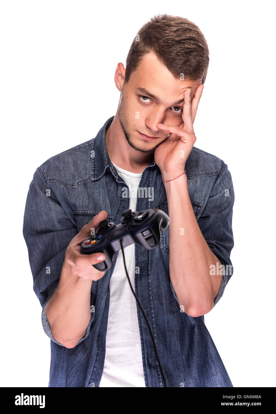 Angry person on computer Cut Out Stock Images & Pictures - Alamy