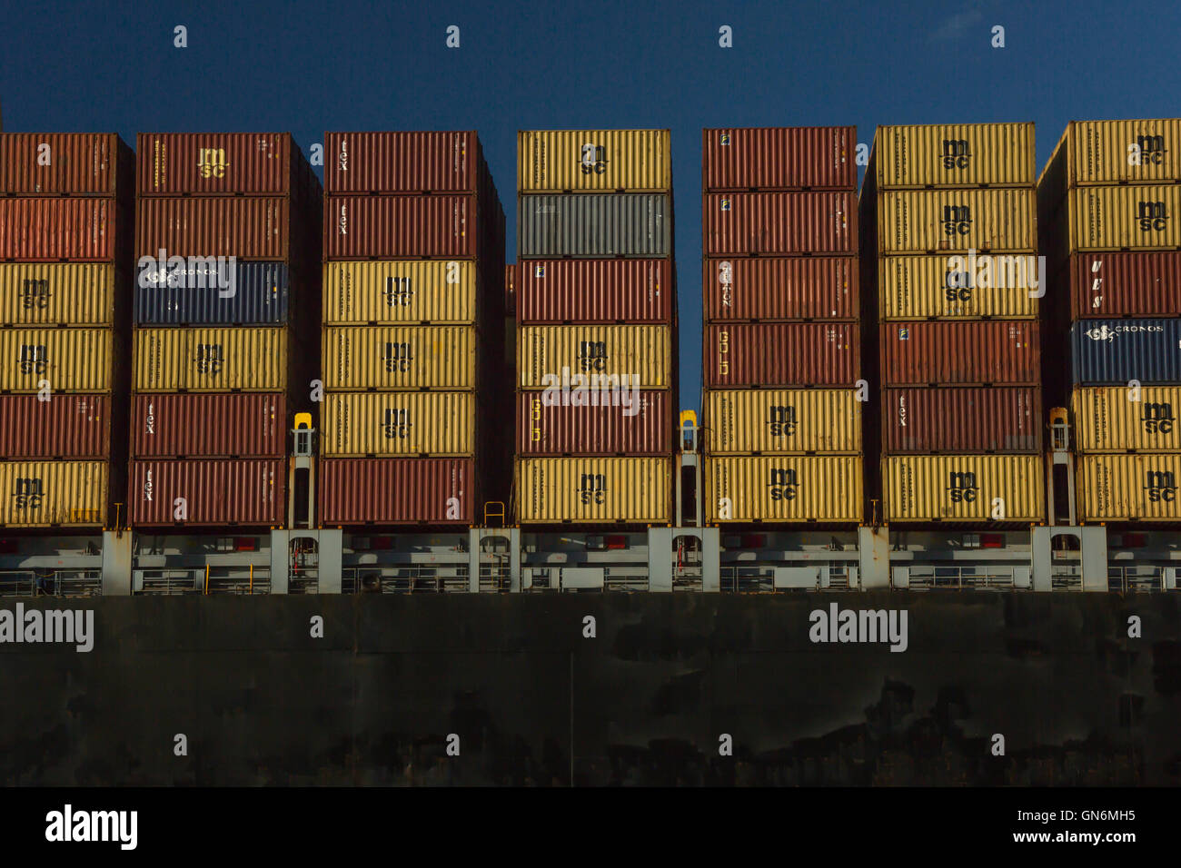 STACKED CONTAINERS MAERSK LINE MSC BARBARA BREAK BULK CONTAINER CARGO ...