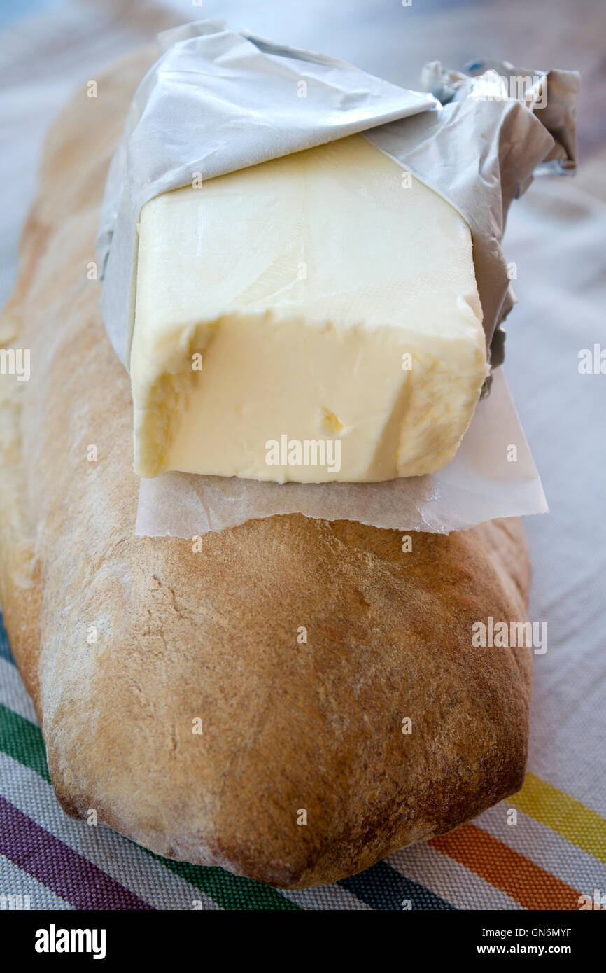 home-made loaf of bread and butter Stock Photo - Alamy