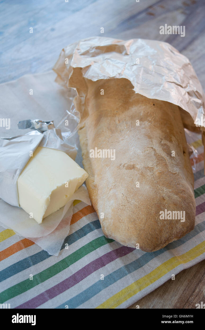 home-made loaf of bread and butter Stock Photo - Alamy