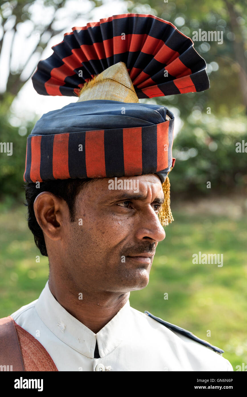 A hotel security guard manning the main gates to the hotel in Agra ...