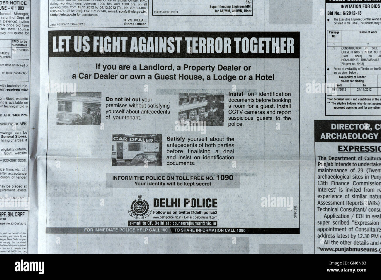 An advert published in one of the main Indian newspapers warning of ...