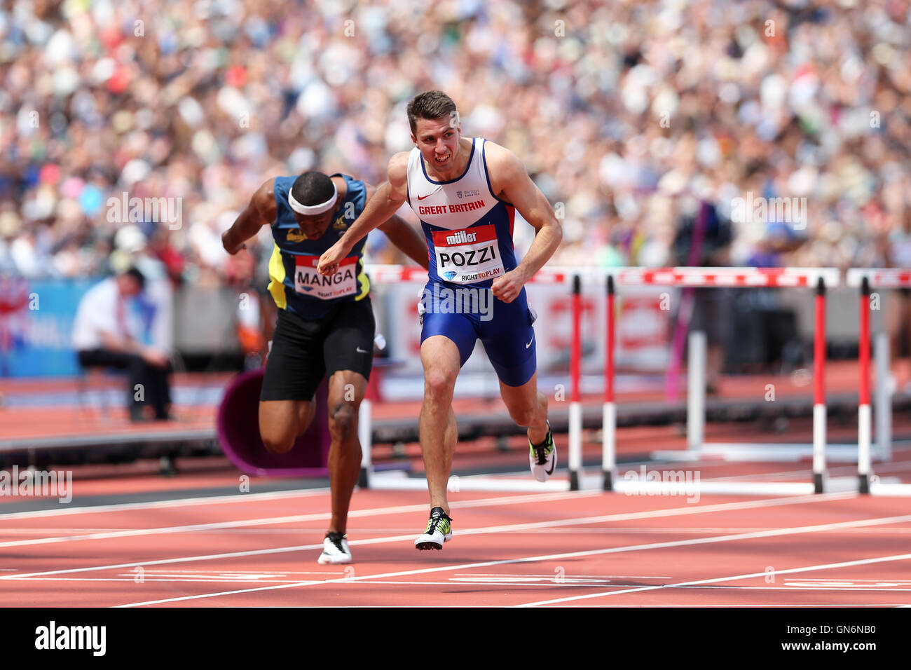Andrew POZZI competing in the Men's 110m Hurdles Heat 1, at the IAAF ...
