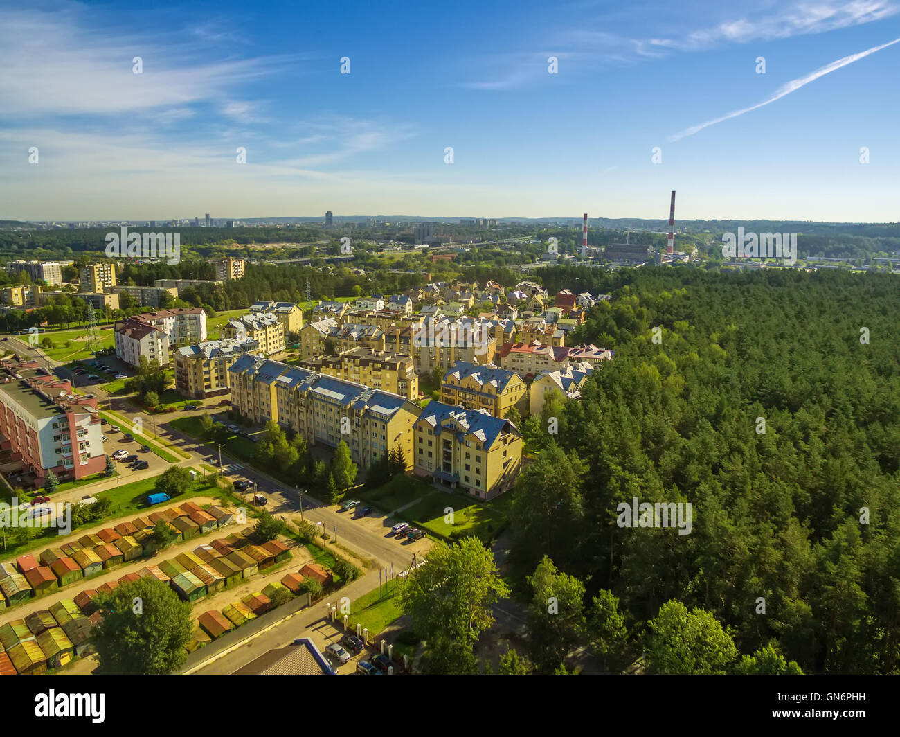Aerial top view of Lazdynai district in Vilnius, Lithuania Stock Photo ...