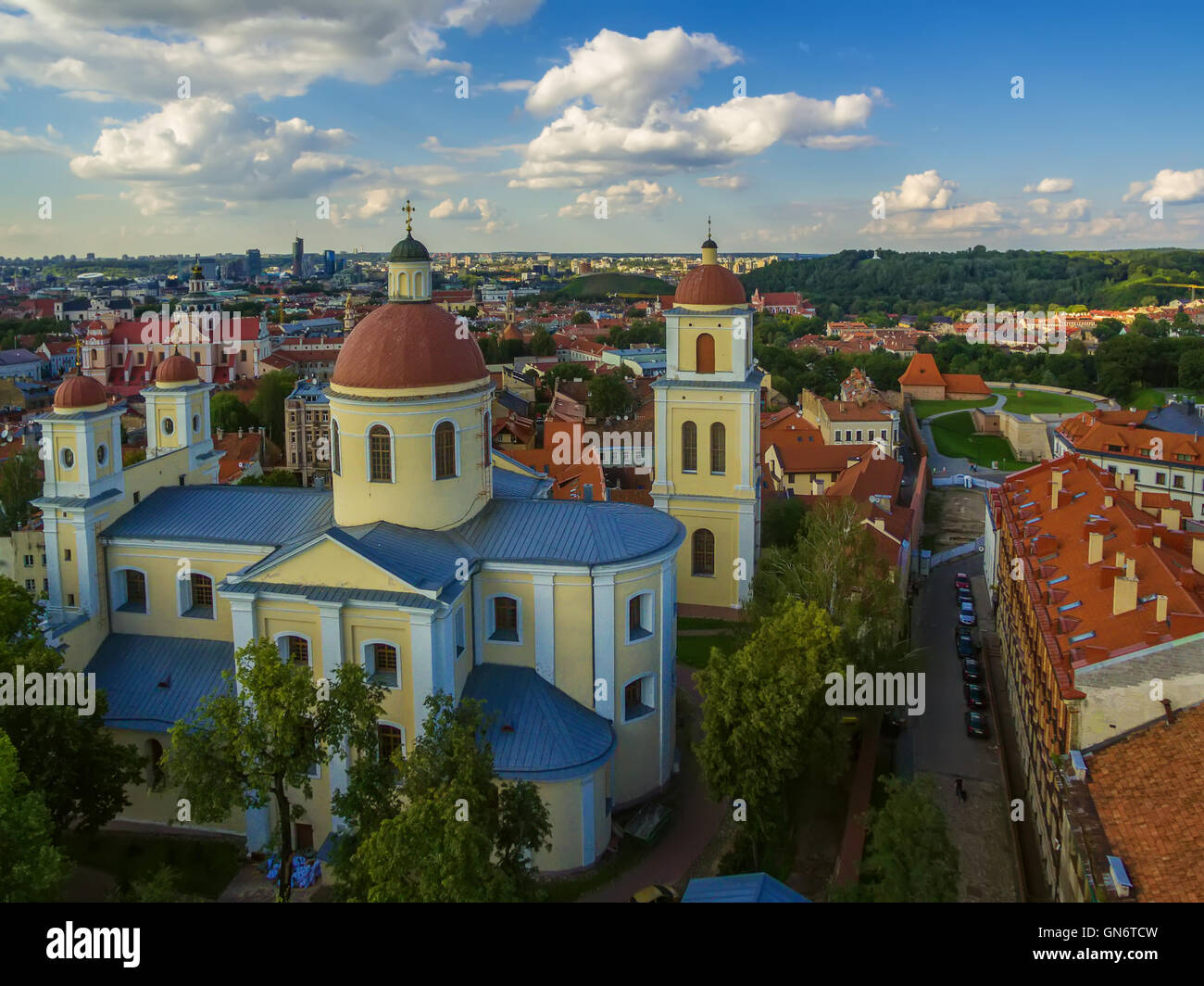 AERIAL. Vilnius, Lithuania: Orthodox Church and monastery of Holy ...