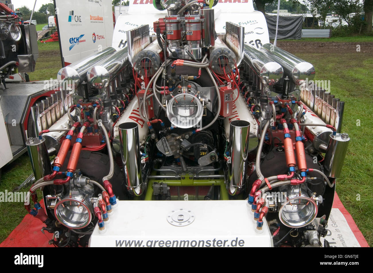allison v12 ww2 plane engine in a tractor puller Stock Photo - Alamy