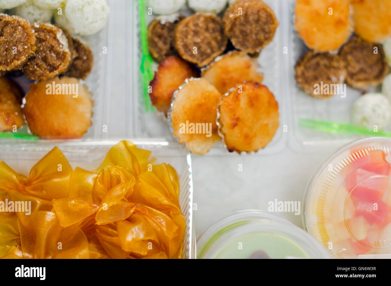 Thai old fashioned desserts, heritage desserts, dried mango paste or ...