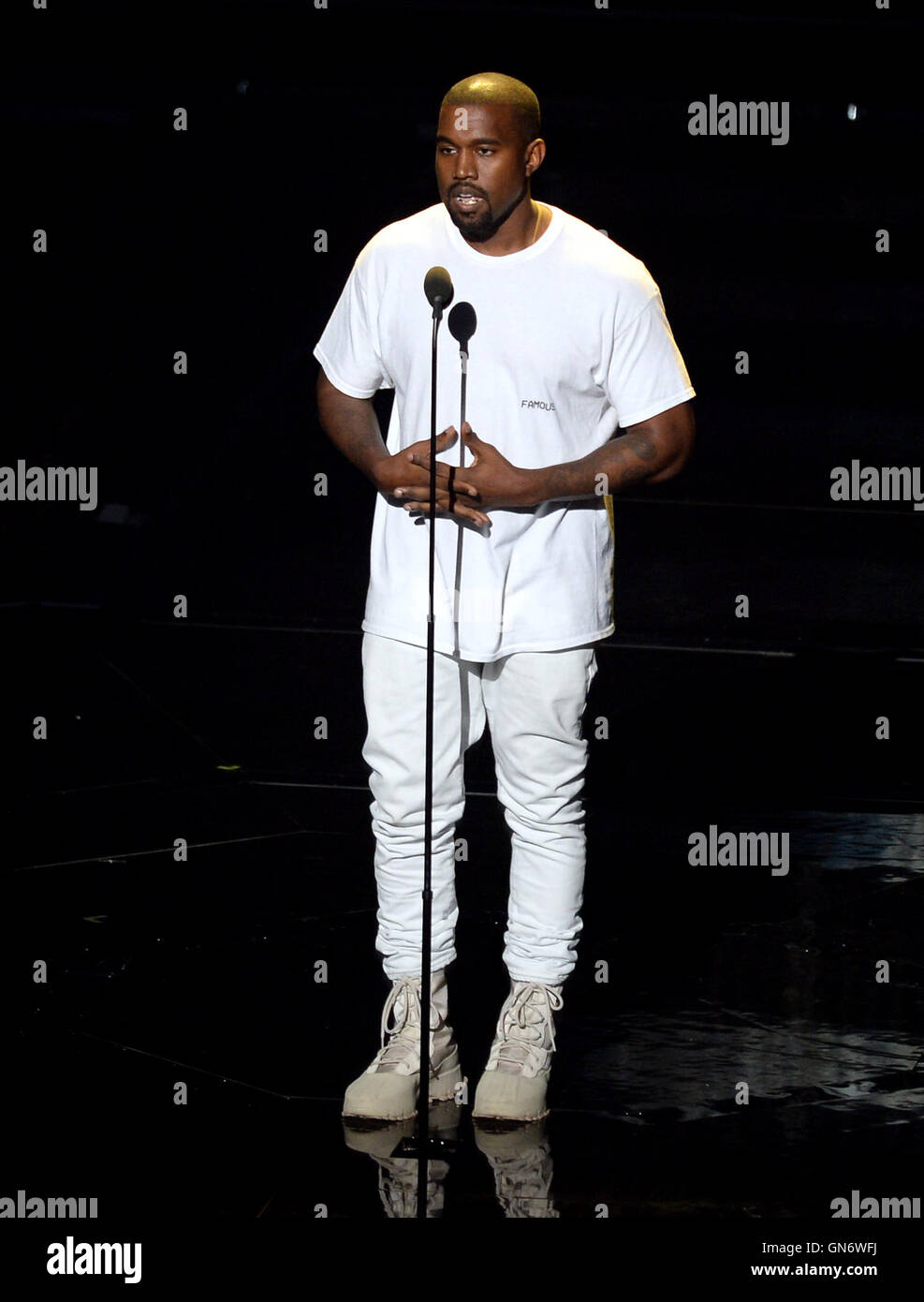 Kanye West on stage during the show at the MTV Video Music Awards 2016 ...