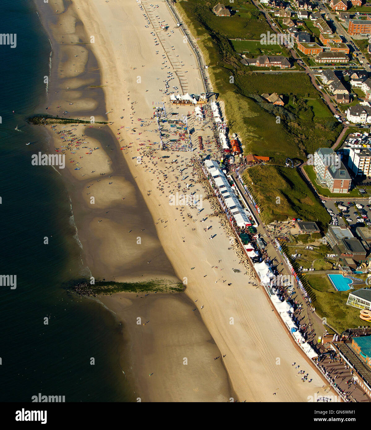Aerial shot of german island Sylt during the Windsurf World-Cup Stock ...