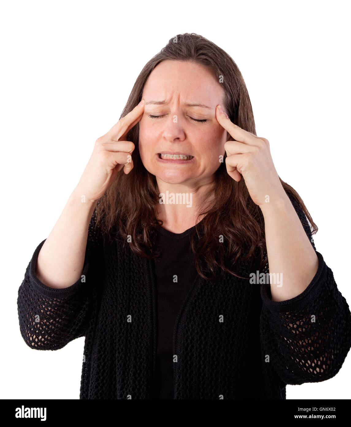 portrait of a woman with headache Stock Photo - Alamy
