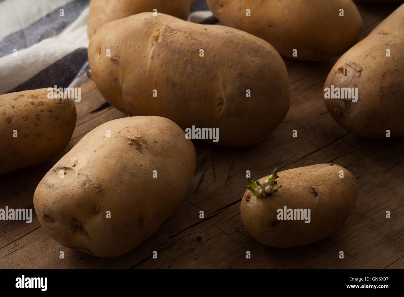 potato ingredient raw rustic still life wood black background Stock ...