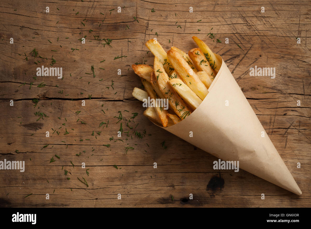 fries french herb still life wood background flat lay rustic snack ...