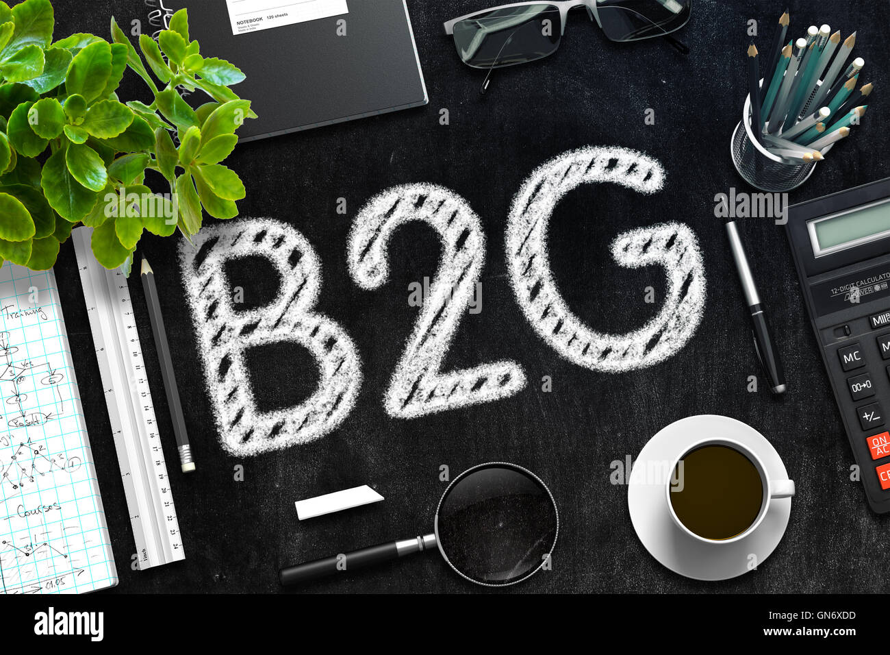 Black Chalkboard with B2G Concept. 3D Rendering Stock Photo - Alamy