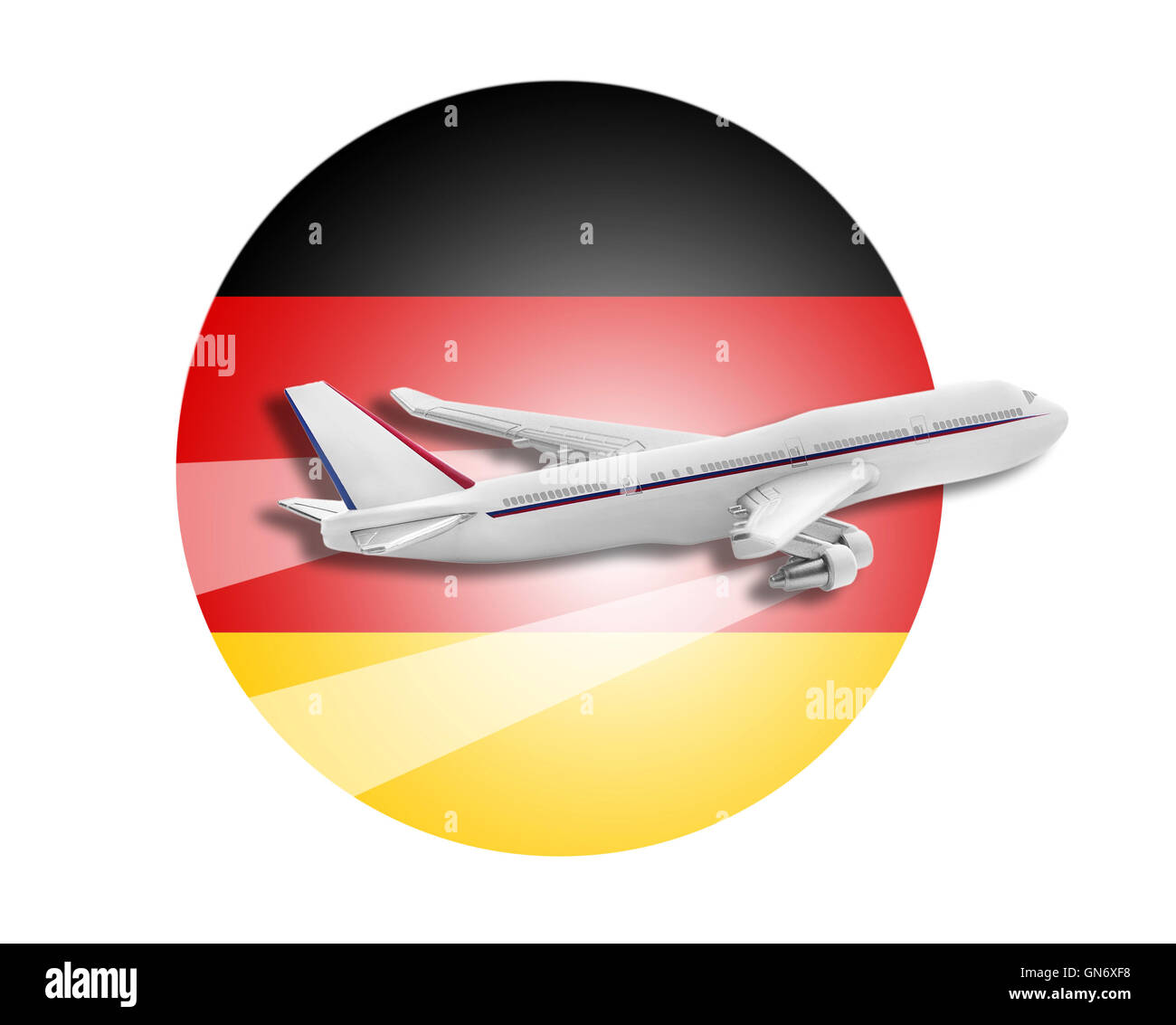 Plane on the background flag of the Germany. Travel concept Stock Photo ...