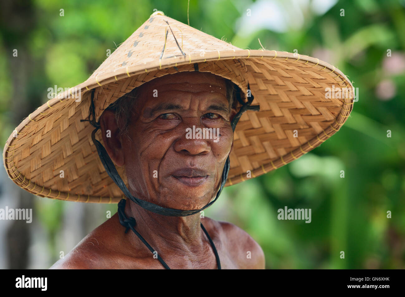 Ubud, Bali Island, Indonesia -March 20, 2015: Face portrait of old ...