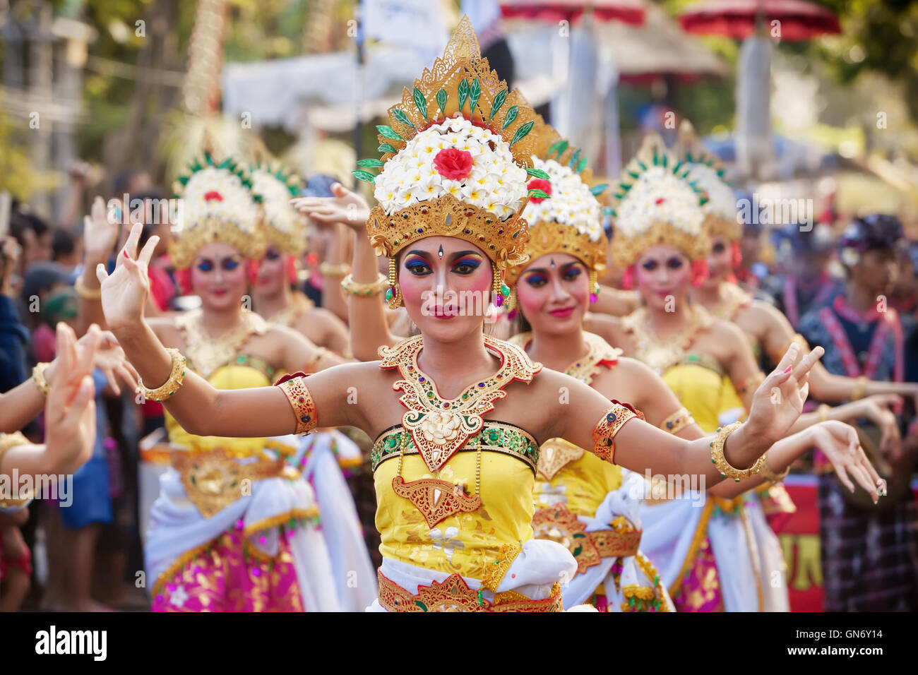 Denpasar, Bali Island, Indonesia - June 13, 2015: Beautiful women group ...