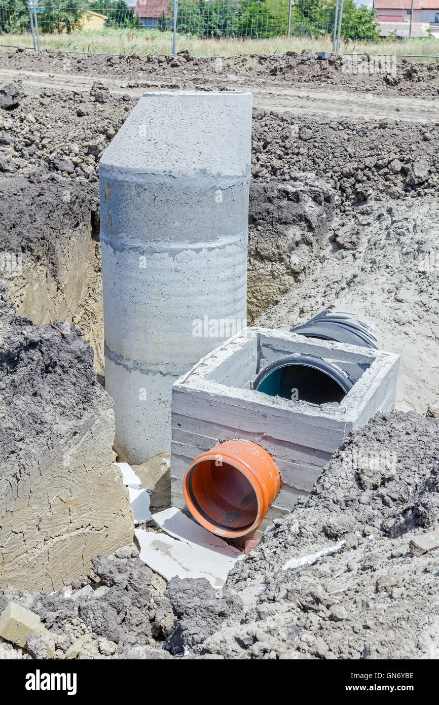 Assembly process concrete reinforcement housing for drainage waste ...