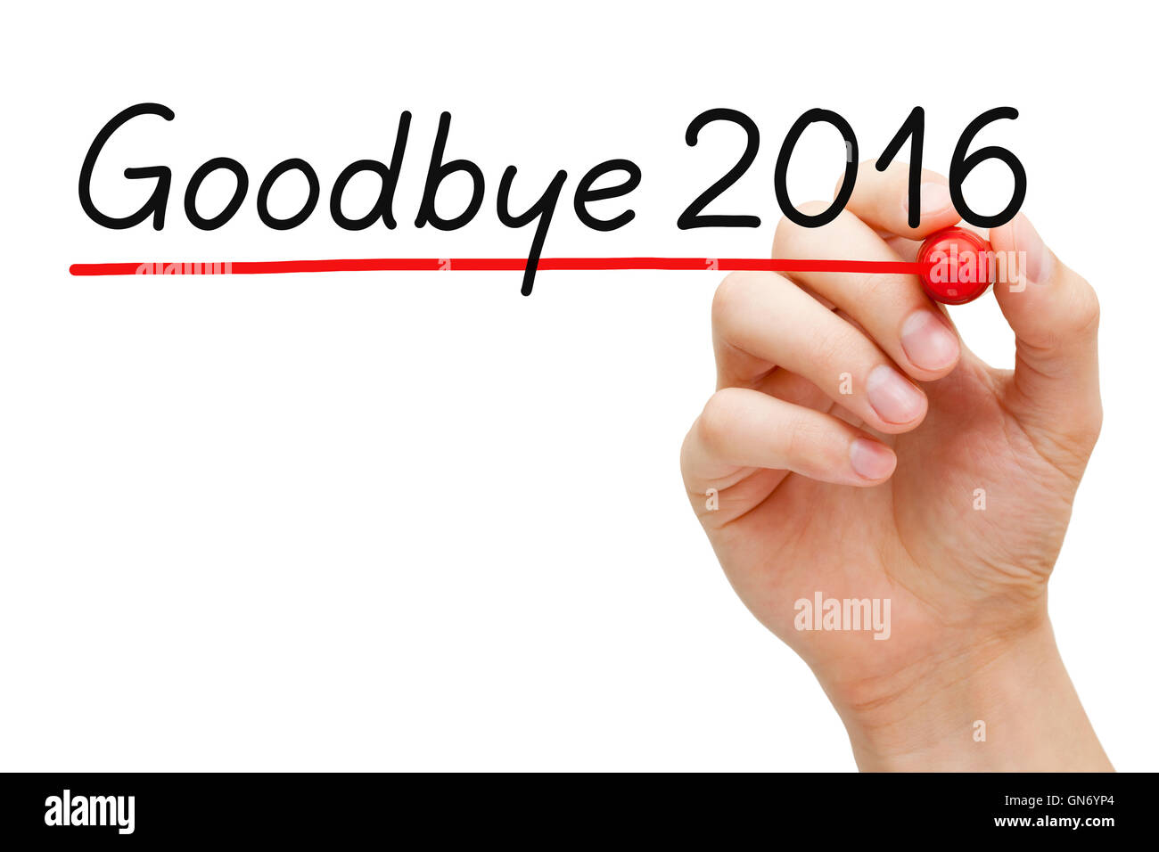 Hand writing Goodbye 2016 with marker isolated on white Stock Photo - Alamy