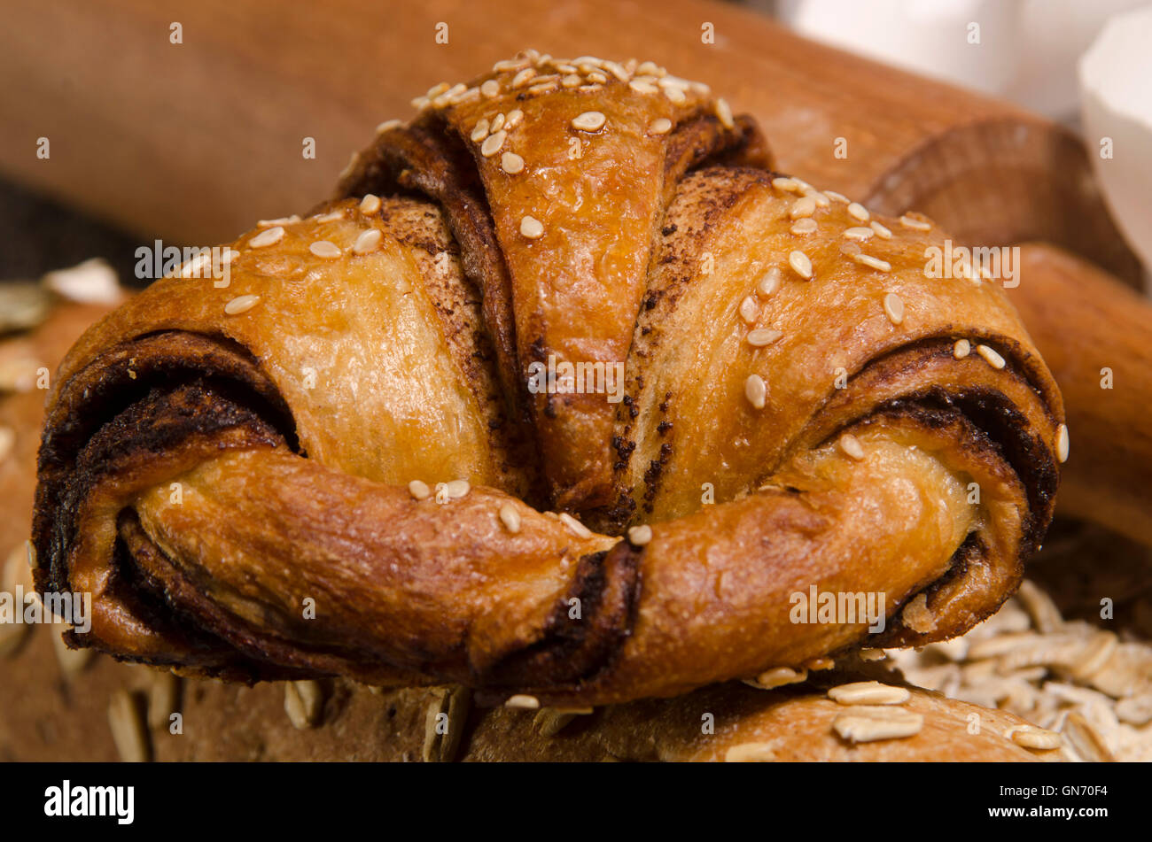 Chocolate filled croissant pastry snack Stock Photo - Alamy