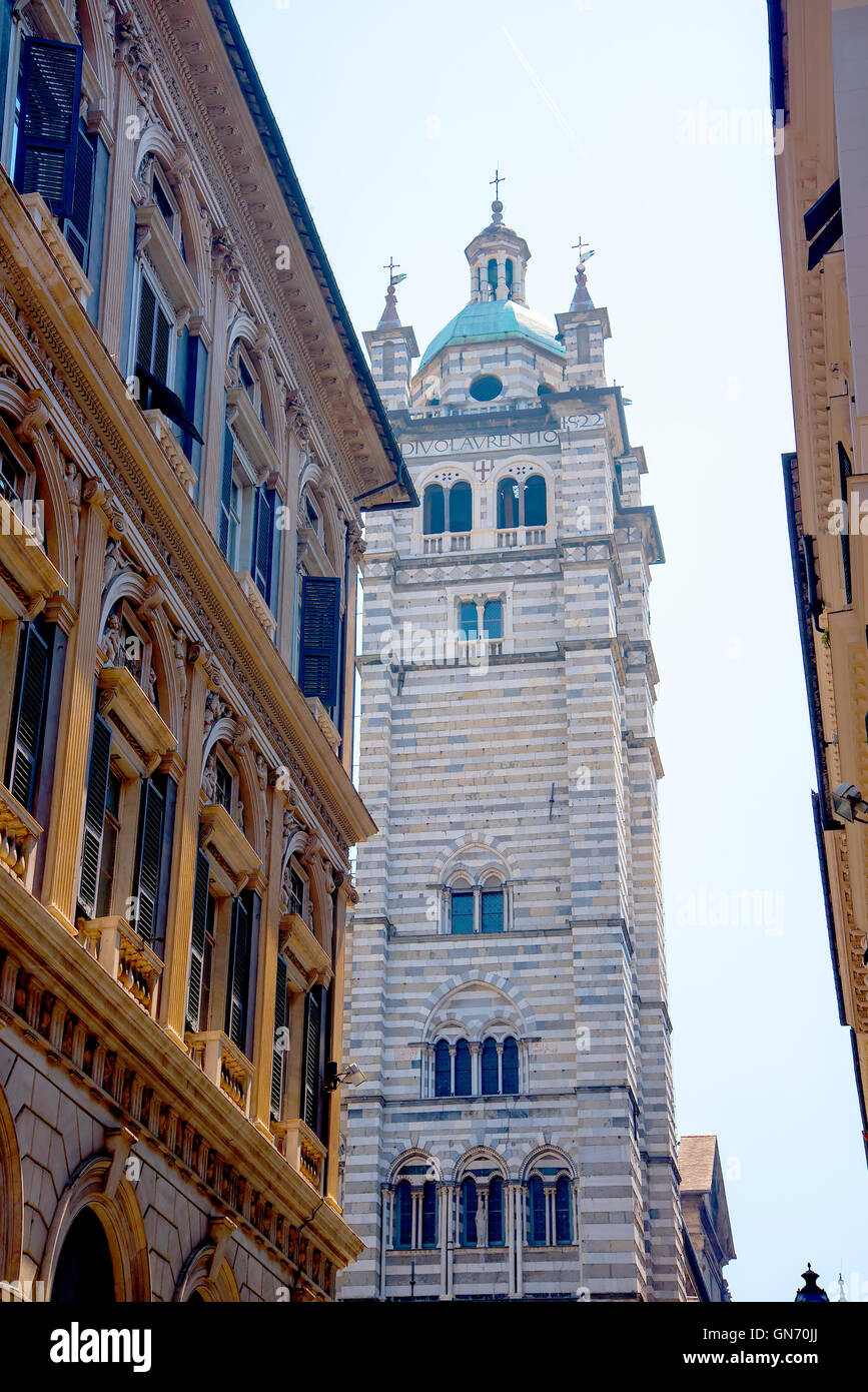 The Cathedral of San Lorenzo in Genoa Italy. Genoa is a fascinating but ...