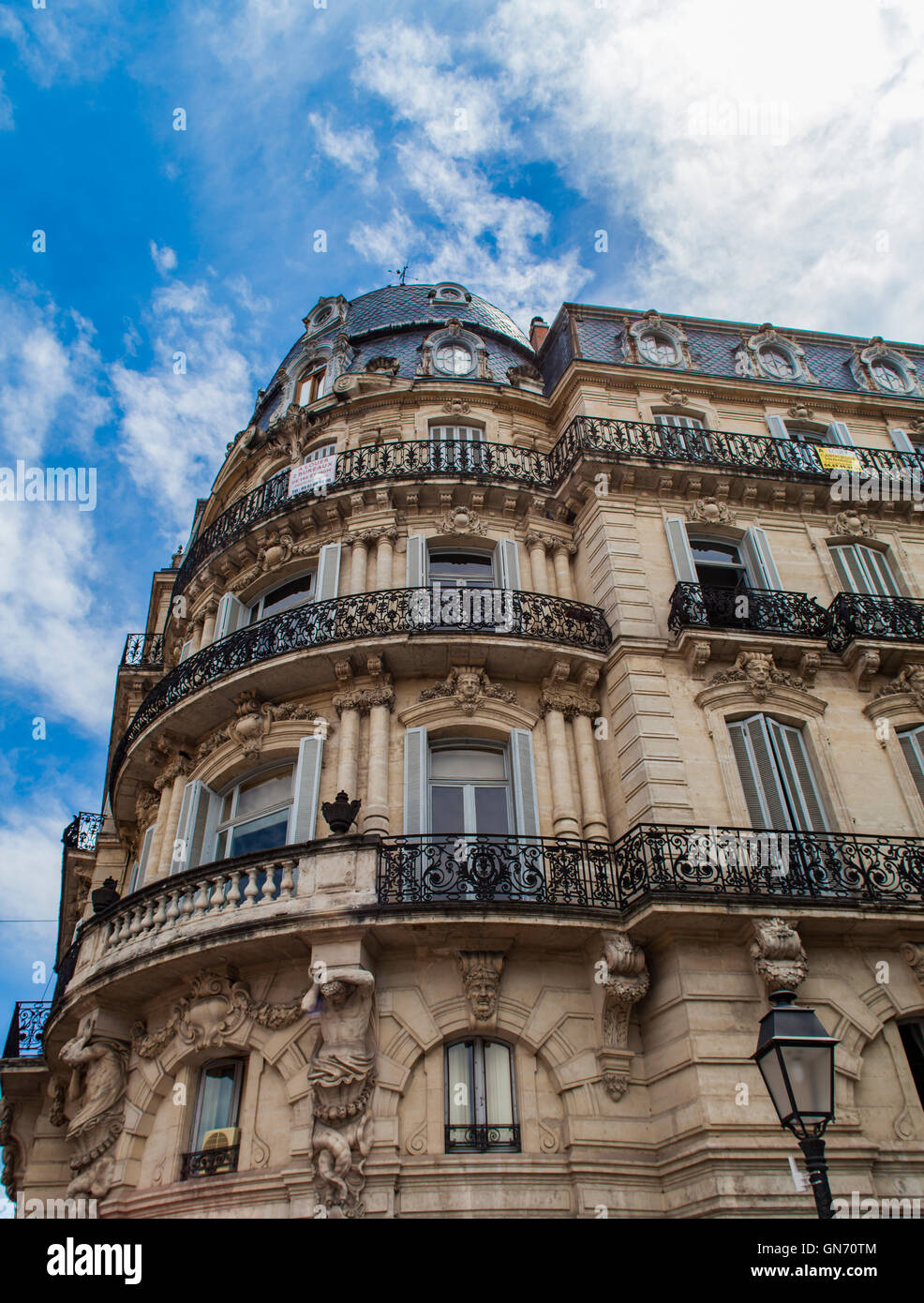View at traditional building from Montpellier, France Stock Photo - Alamy