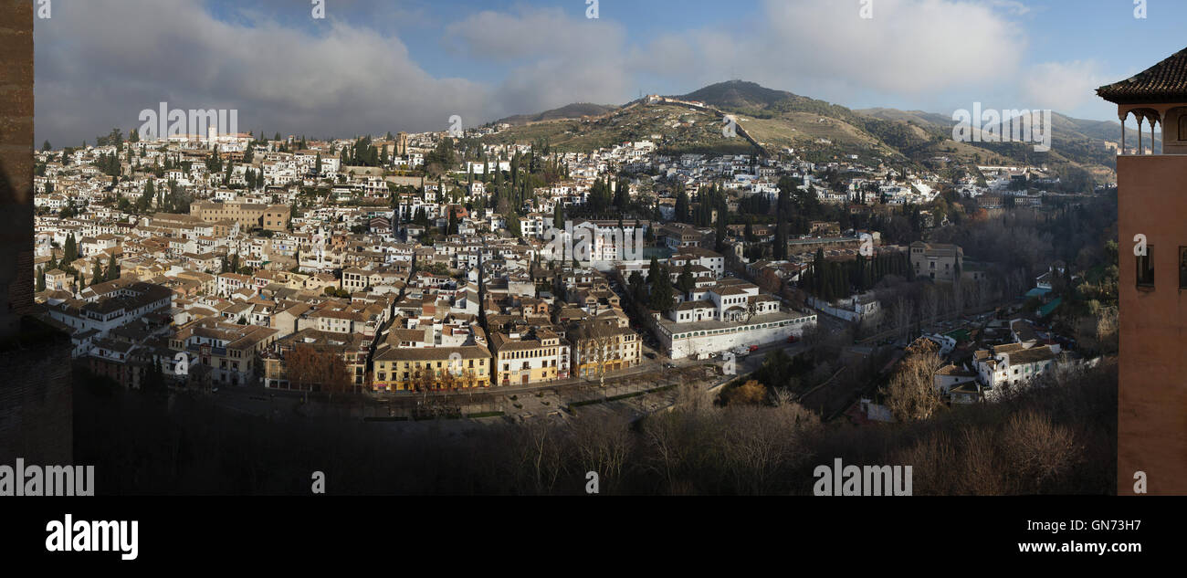 Panorama of El Albayzin district in Granada, Andalusia, Spain, pictured ...