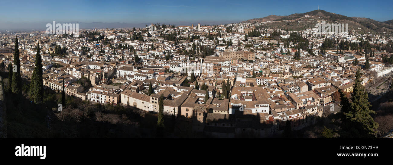 Panorama of El Albayzin district in Granada, Andalusia, Spain, pictured ...