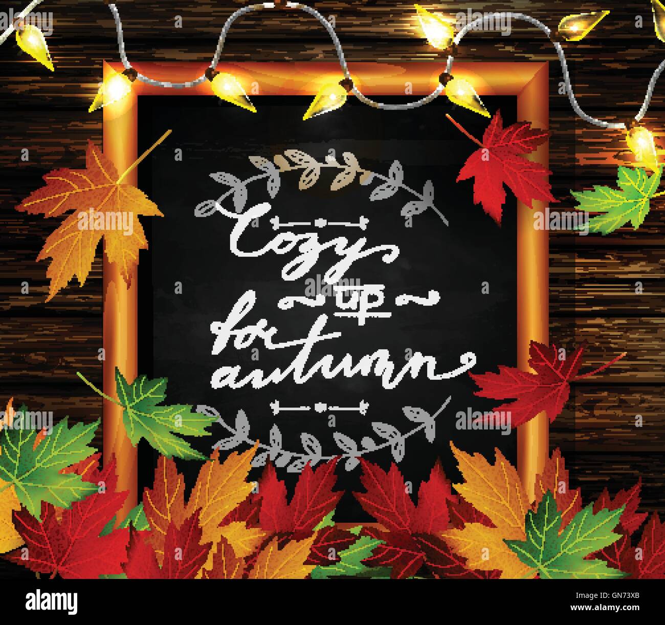 Chalkboard with autumn leaves Stock Vector Image & Art - Alamy