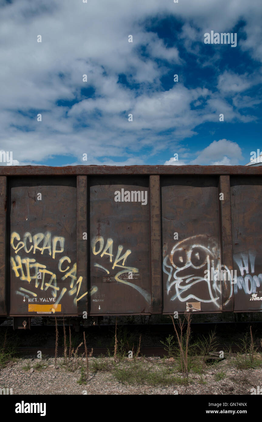 Freight train carriages with graffiti in Prosper Texas Stock Photo - Alamy