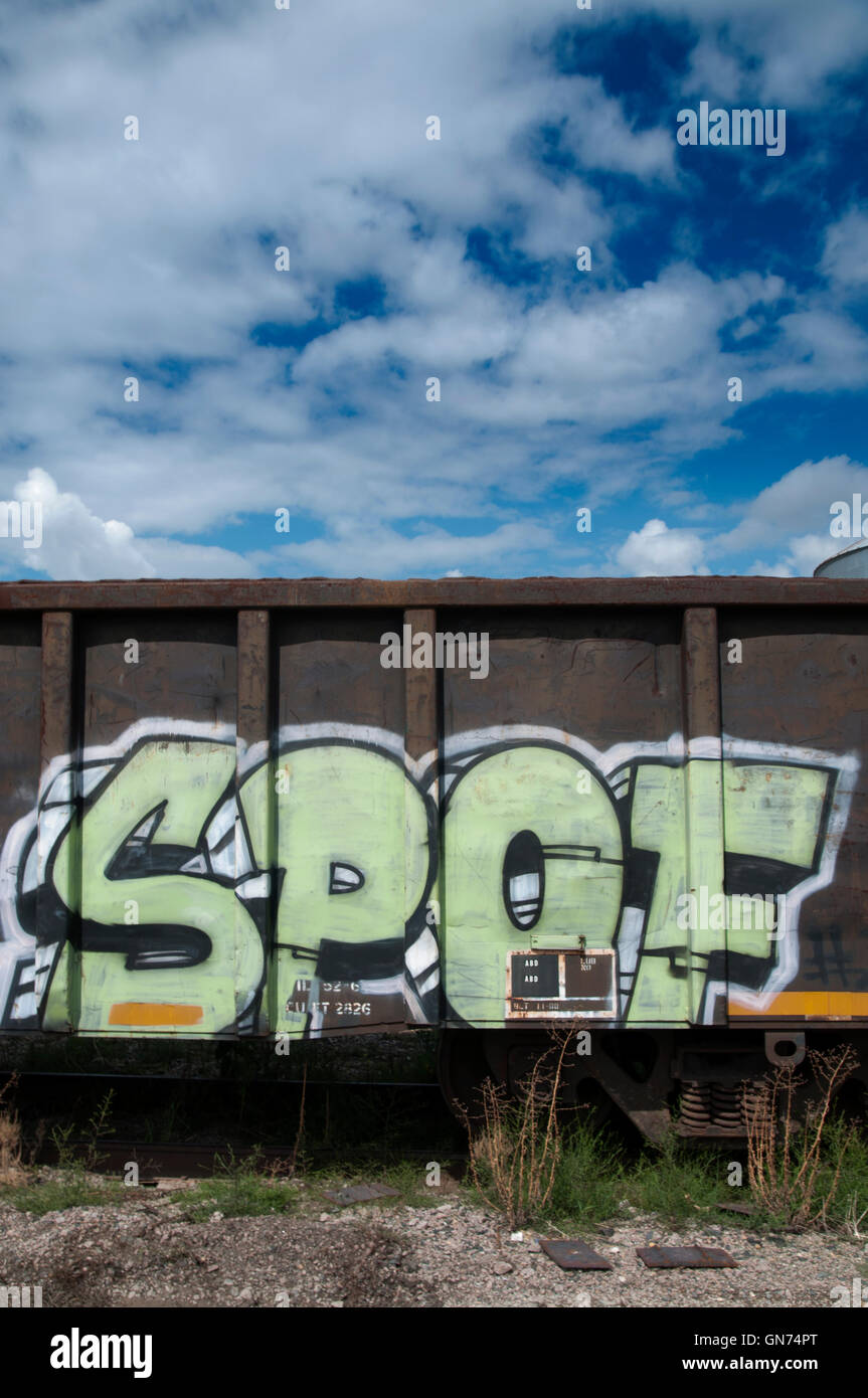 Freight train carriages with graffiti in Prosper Texas Stock Photo - Alamy