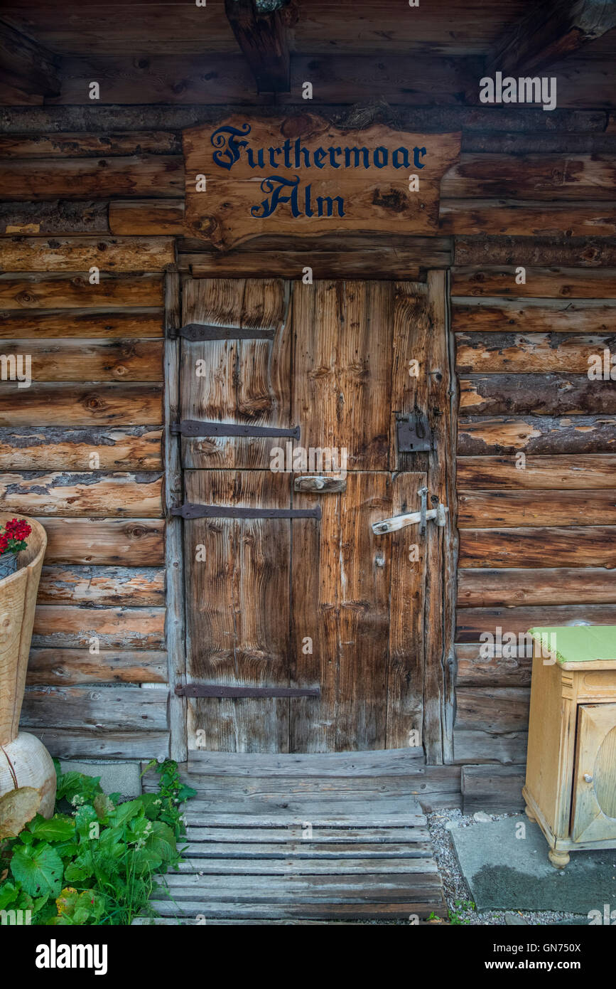 The old farm door at Furthermoar Alm Stock Photo - Alamy
