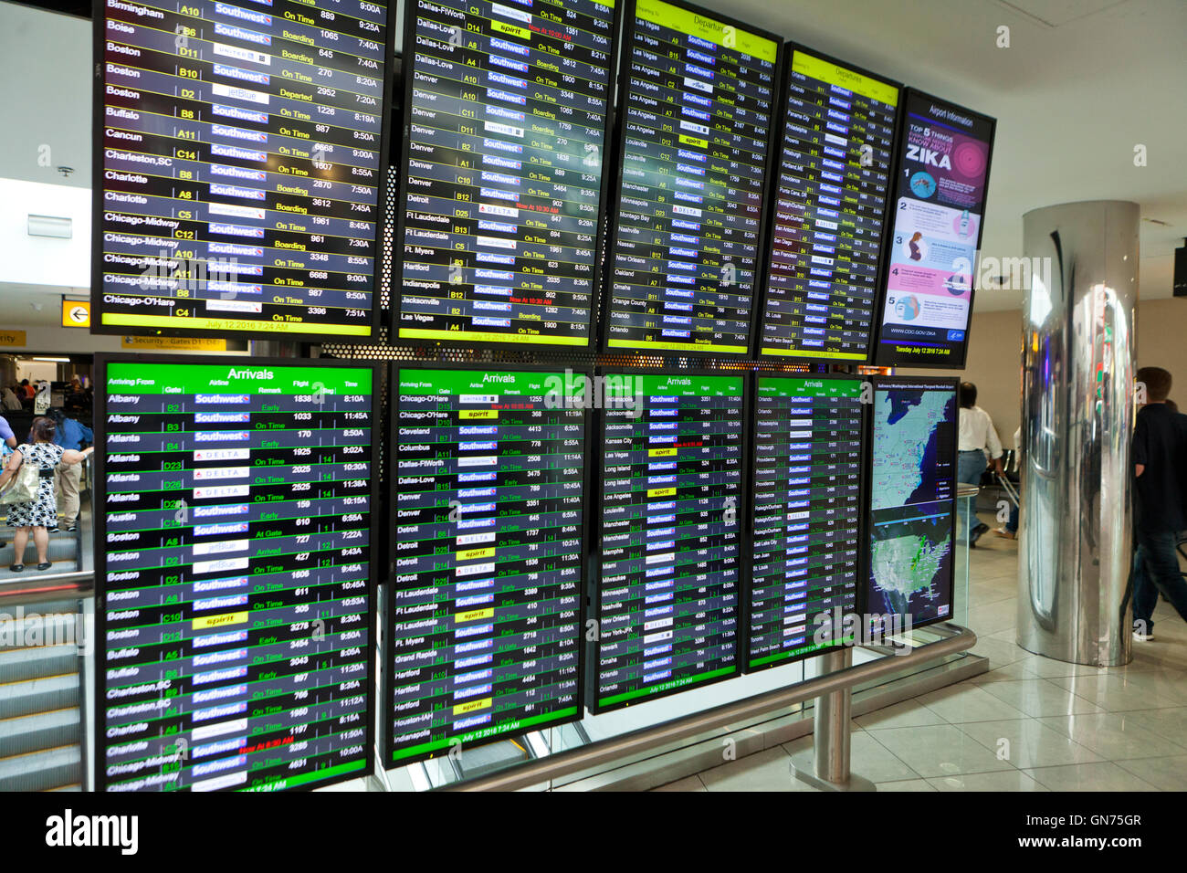 BWI International airport flight information display - USA Stock Photo ...
