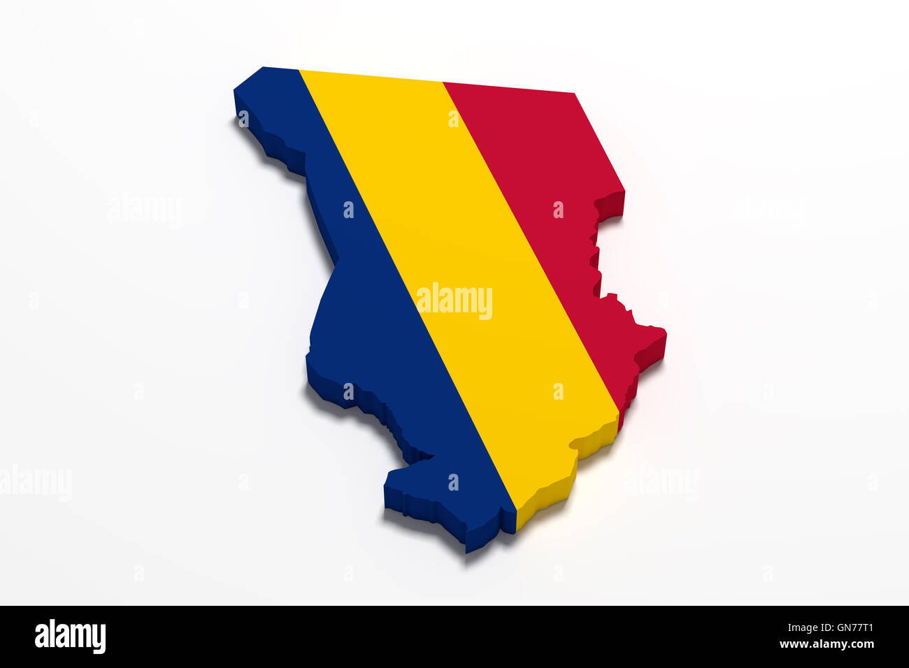 3d rendering of Republic of Chad map and flag on white background Stock ...