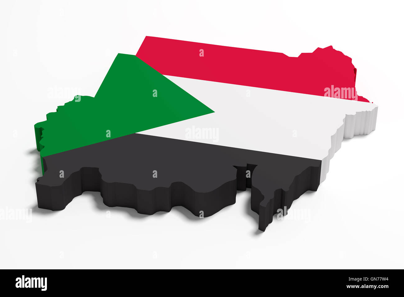 3d rendering of Sudan map and flag Stock Photo - Alamy