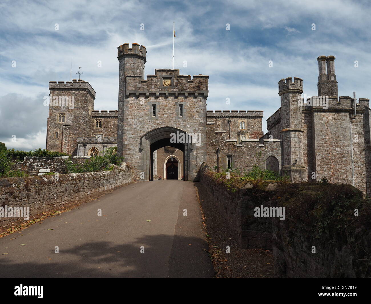 Front view of Powderham Castle in the village of Kenton England Stock ...