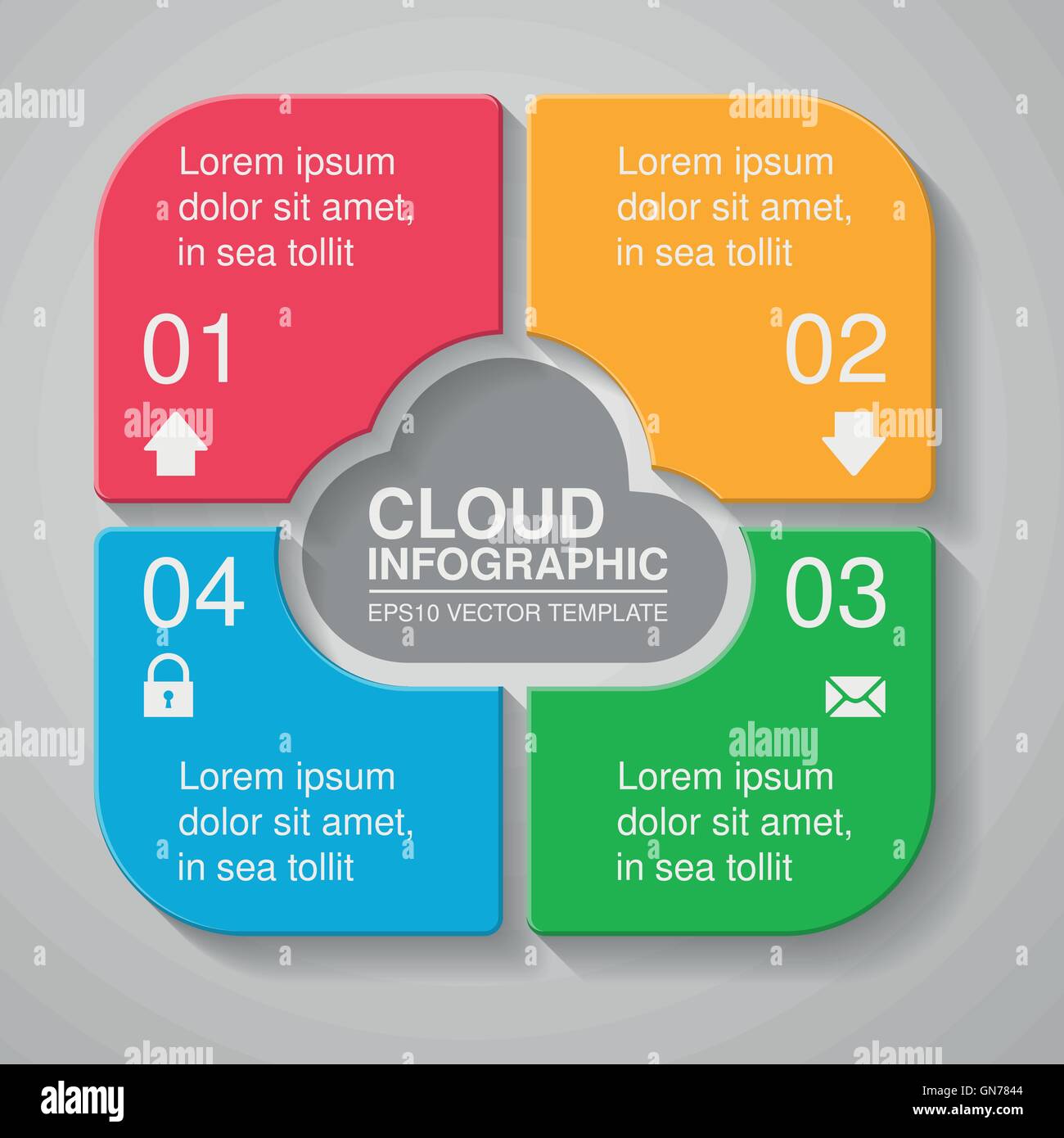 Vector infographic template, cloud, four options Stock Vector Image ...