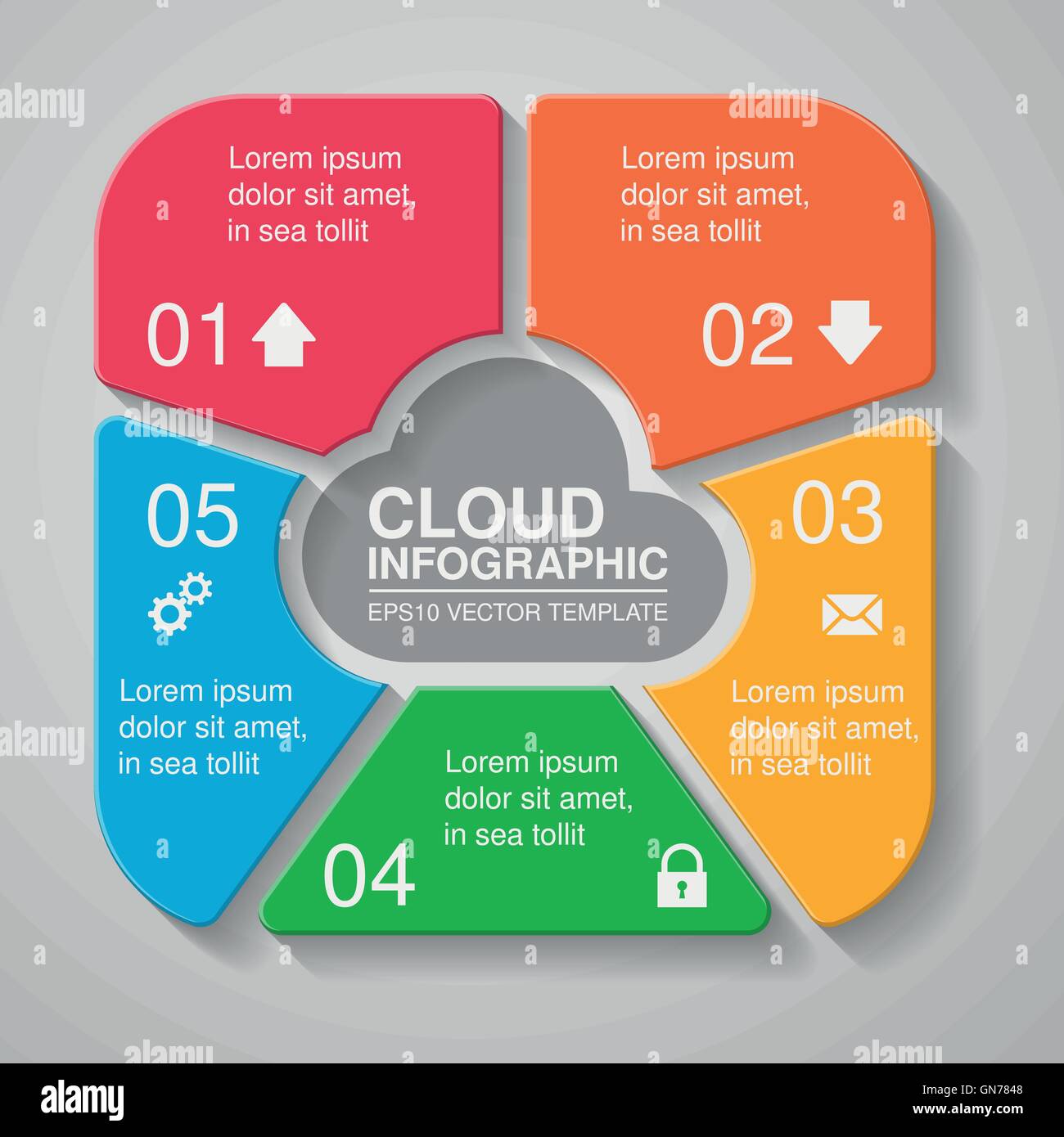 Vector infographic template, cloud, five options Stock Vector Image ...