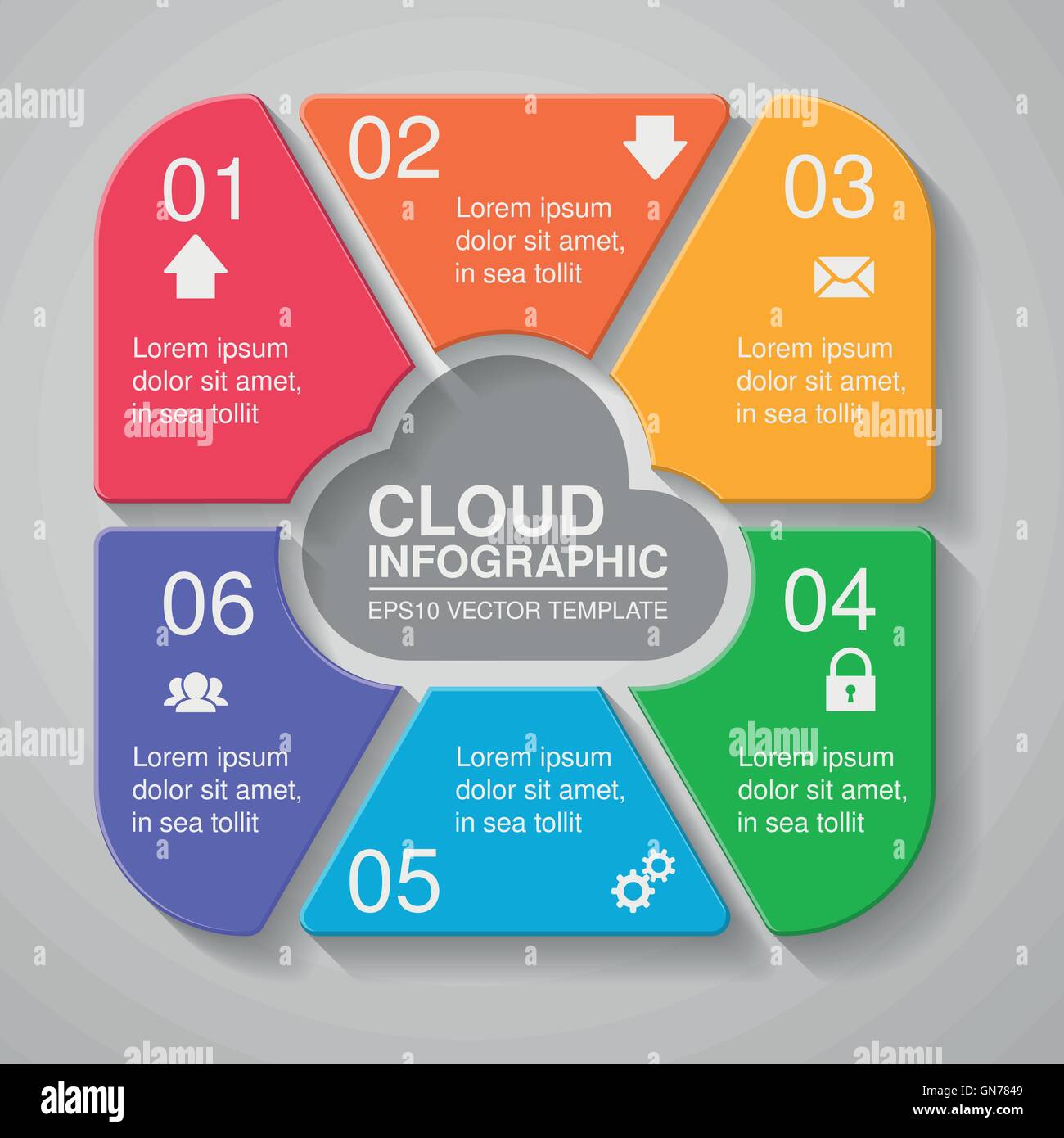 Vector infographic template, cloud, six options Stock Vector Image ...