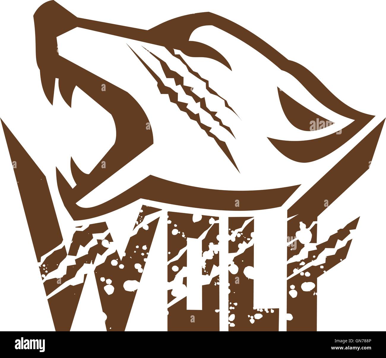 Illustration of a wolf head howling viewed from the side set on ...