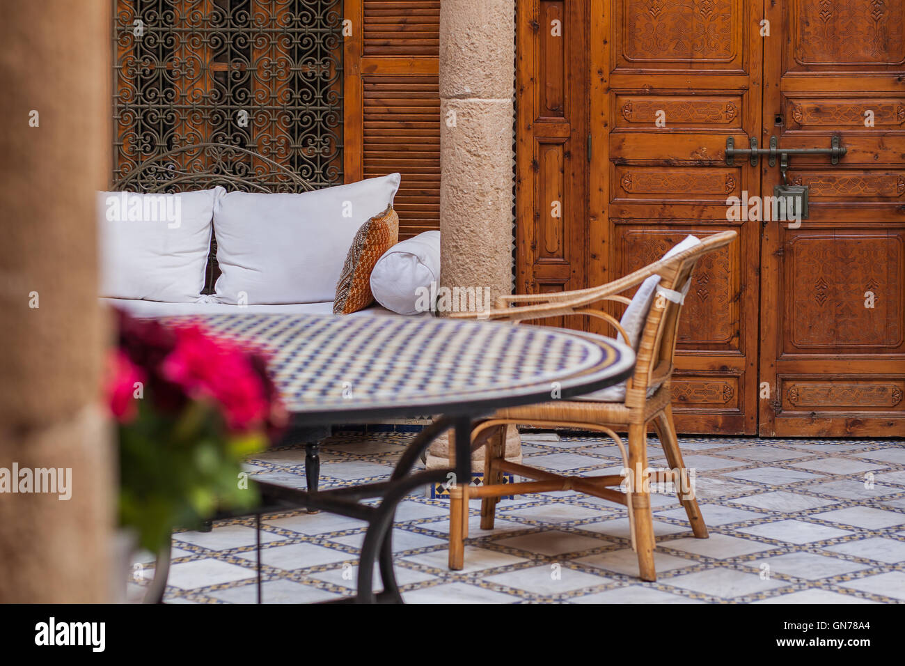 Traditional Moroccan-French style house interior Stock Photo - Alamy