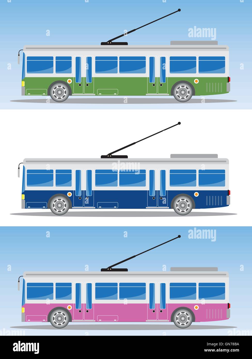Side view of Eletric bus or Trolley bus Vector Illustration Stock ...