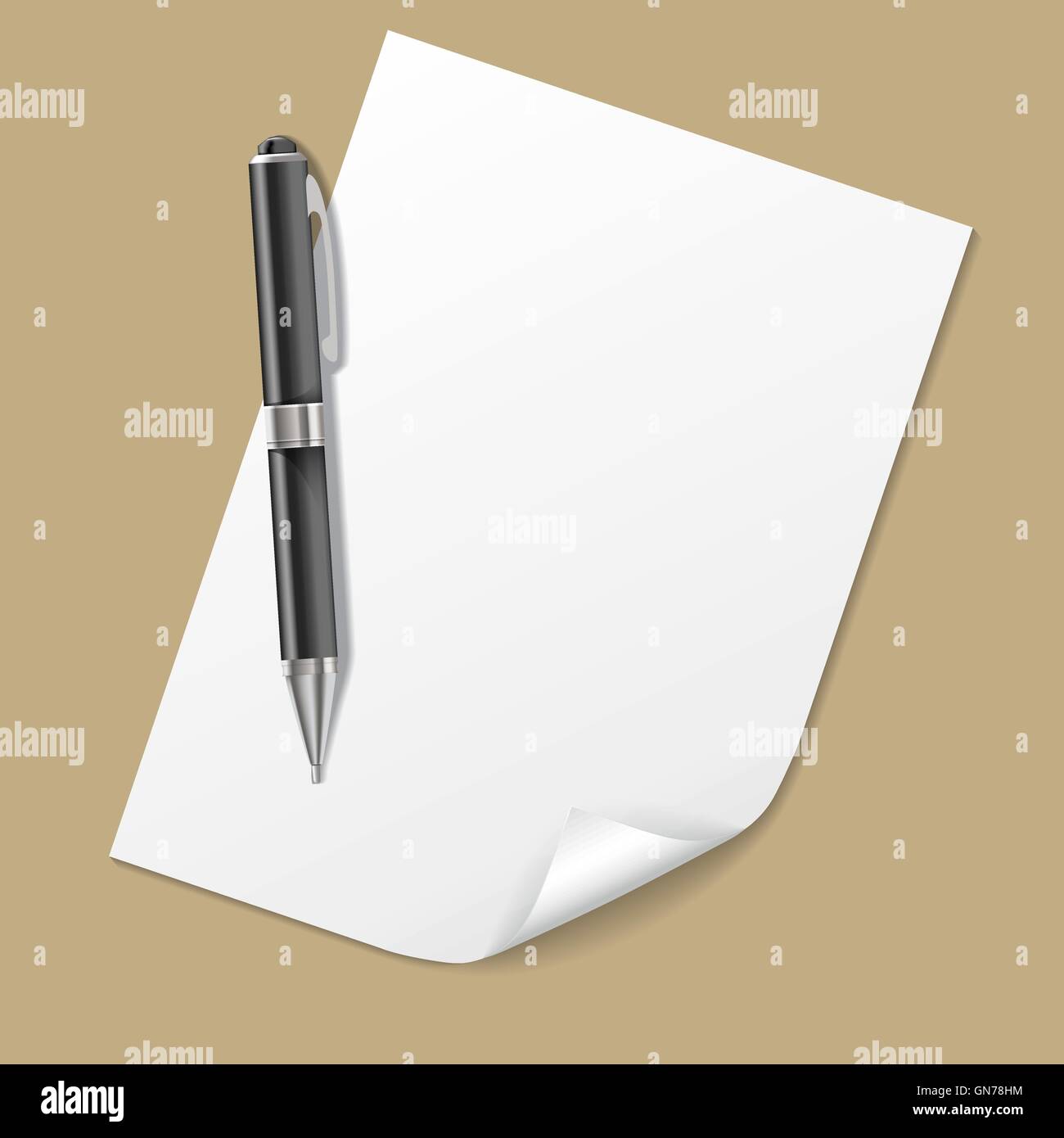 Vector White Paper with Pen Stock Vector Image & Art - Alamy